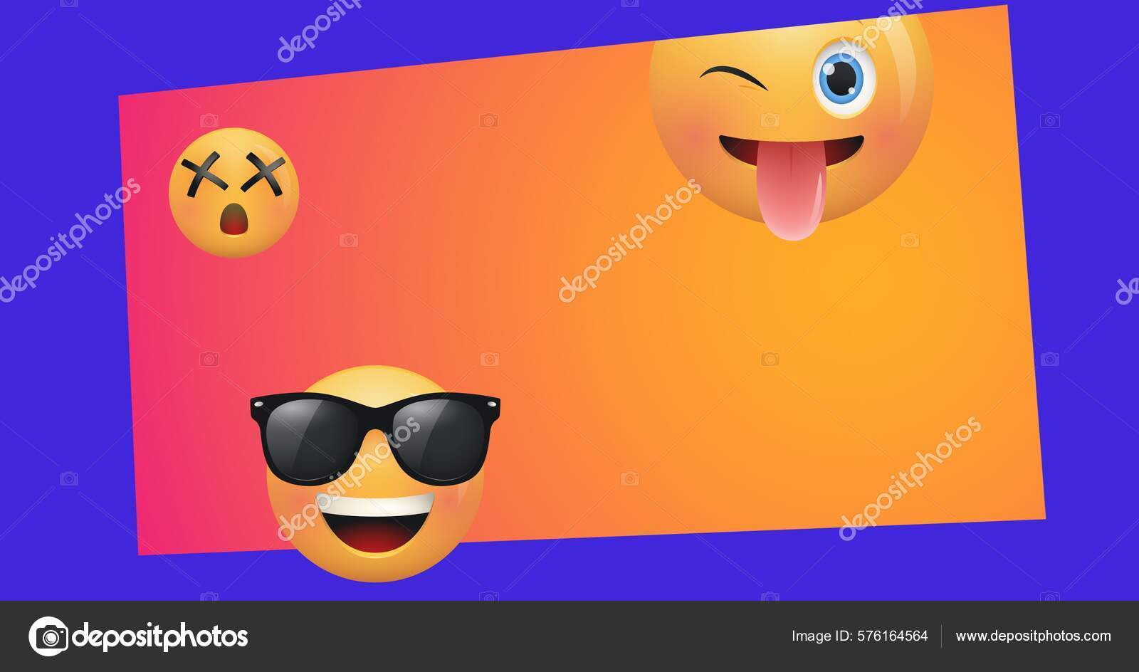 Digitally Generated Image Various Emoticons Orange Label Blue ...