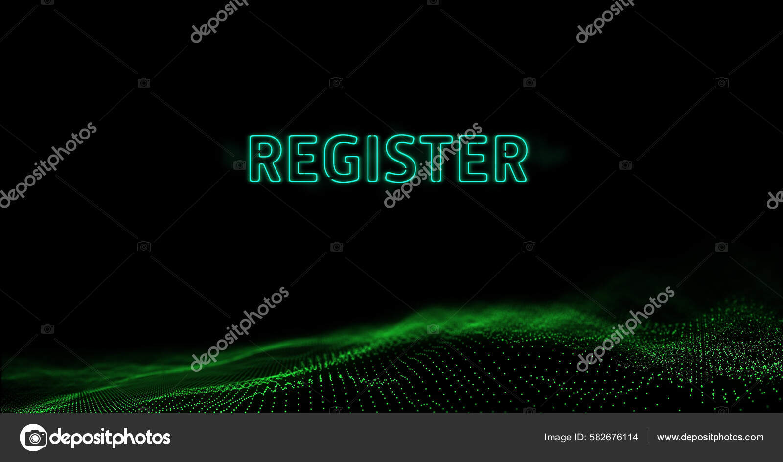 Image Neon Register Black Background Green Glitter Computers ...