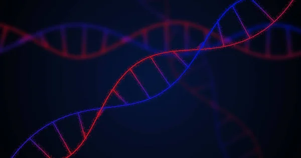 Image of dna strands on blue background. global science and digital ...