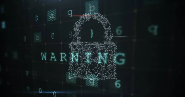 Image of scanning, numbers and online security padlock. global internet security, data ...