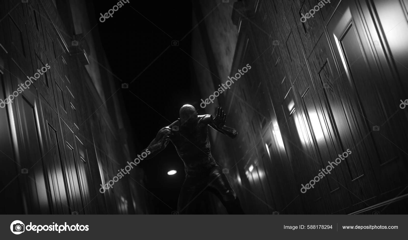 Image Human Monster Dark Tunnel Being Stunned Horror Fright Image Stock ...