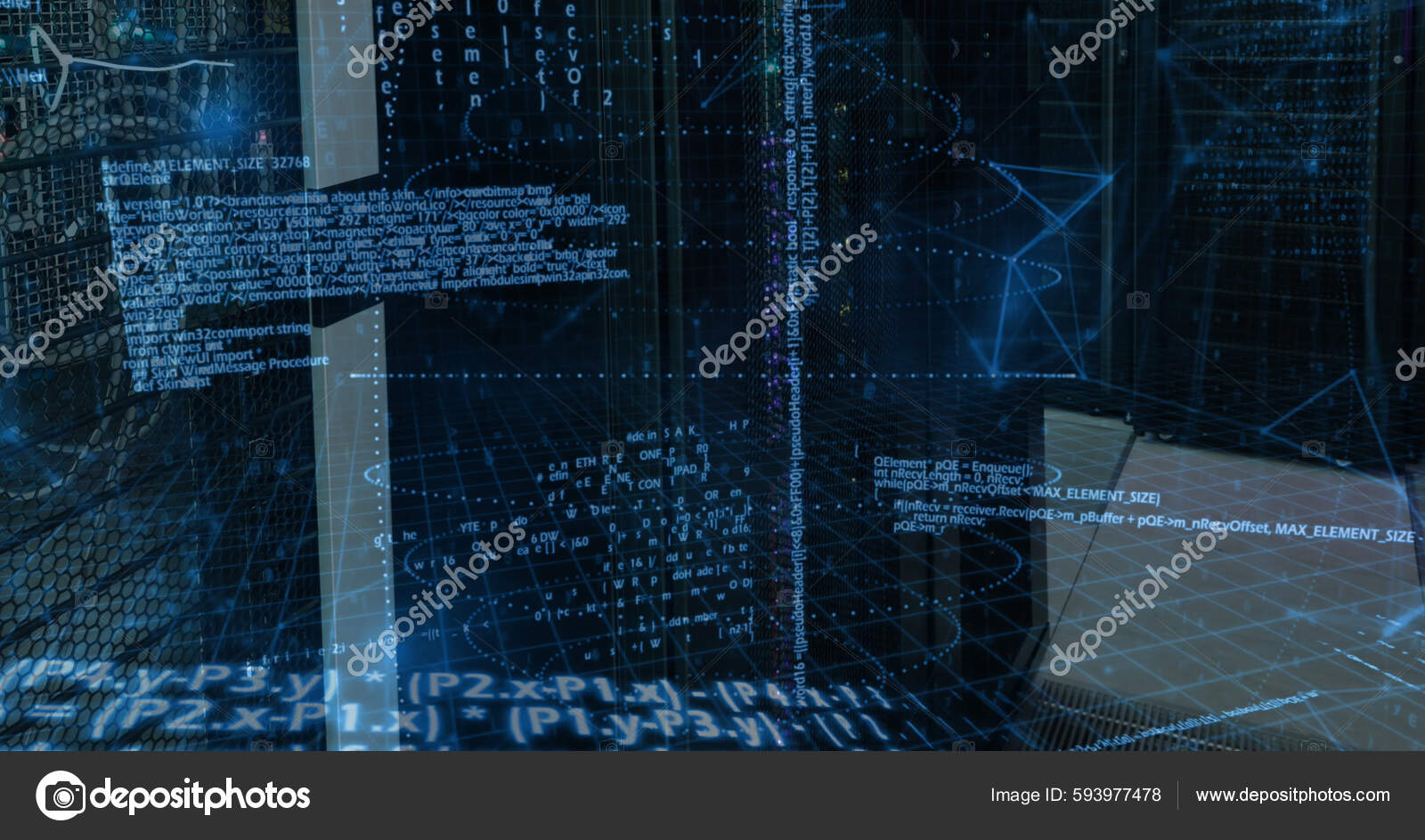 Image Data Processing Shapes Server Room Global Business Digital ...