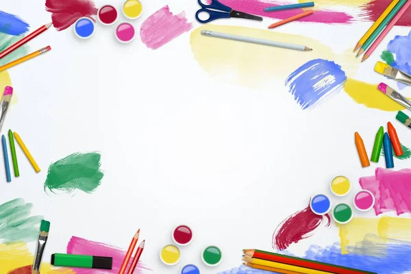 Art supplies on white background - Stock Image - Everypixel