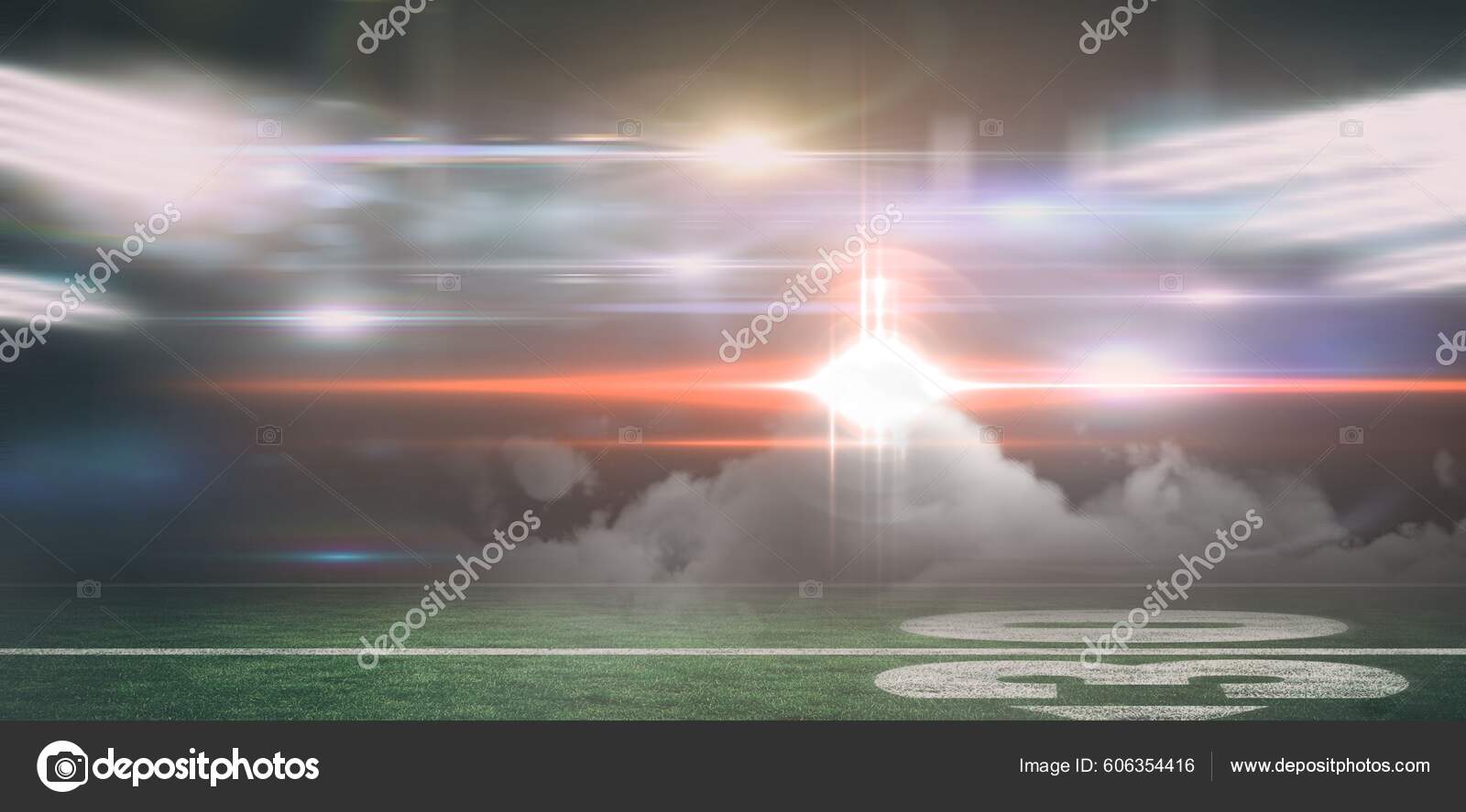 Digital Image American Football Playing Field Smoke — Stock Photo ...