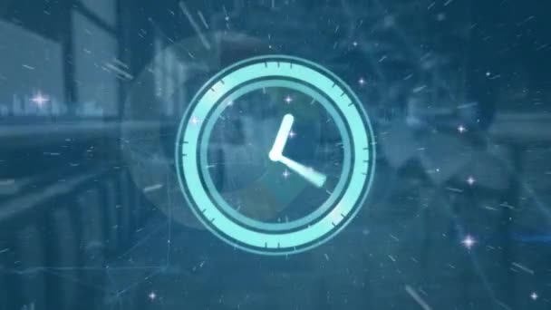 Animation Moving Clock Network Connections Data Processing Empty Office ...