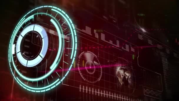 Animation Scanner Digital Interface Data Processing Red Background ...