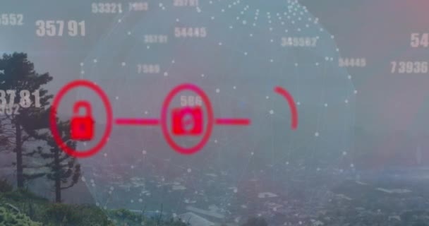 Animation Network Digital Icons Changing Numbers Globe Network Connections Global — Stock Video ...