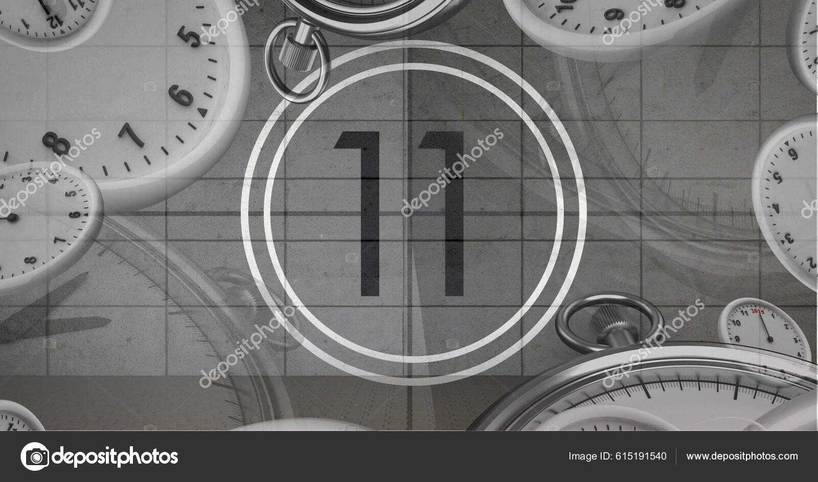 Image Number Eleven Vintage Black White Film Projector Countdown Clocks ...