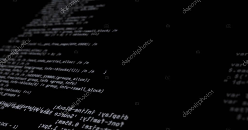 Ilustración de lenguaje de programación en blanco contra fondo negro ...