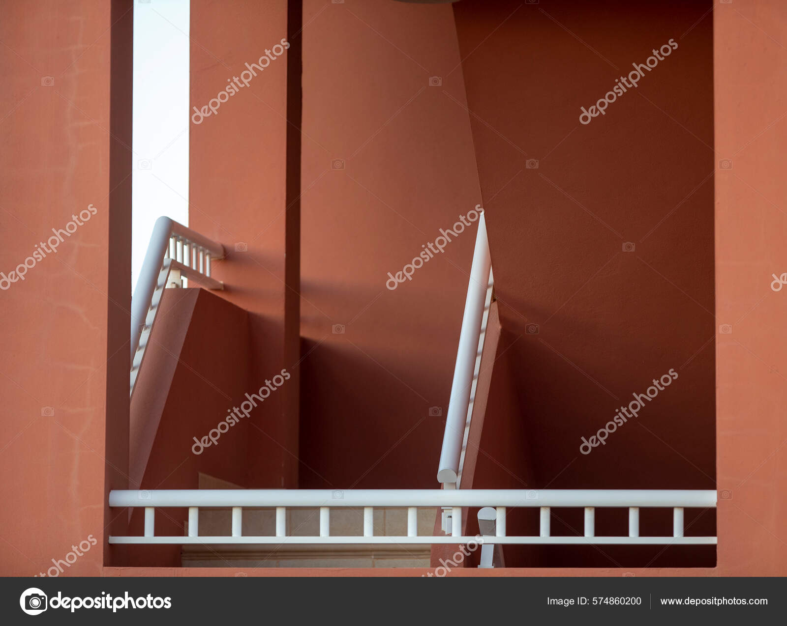 Exterior Staircase Details White Railings Architectural Detail Stock ...