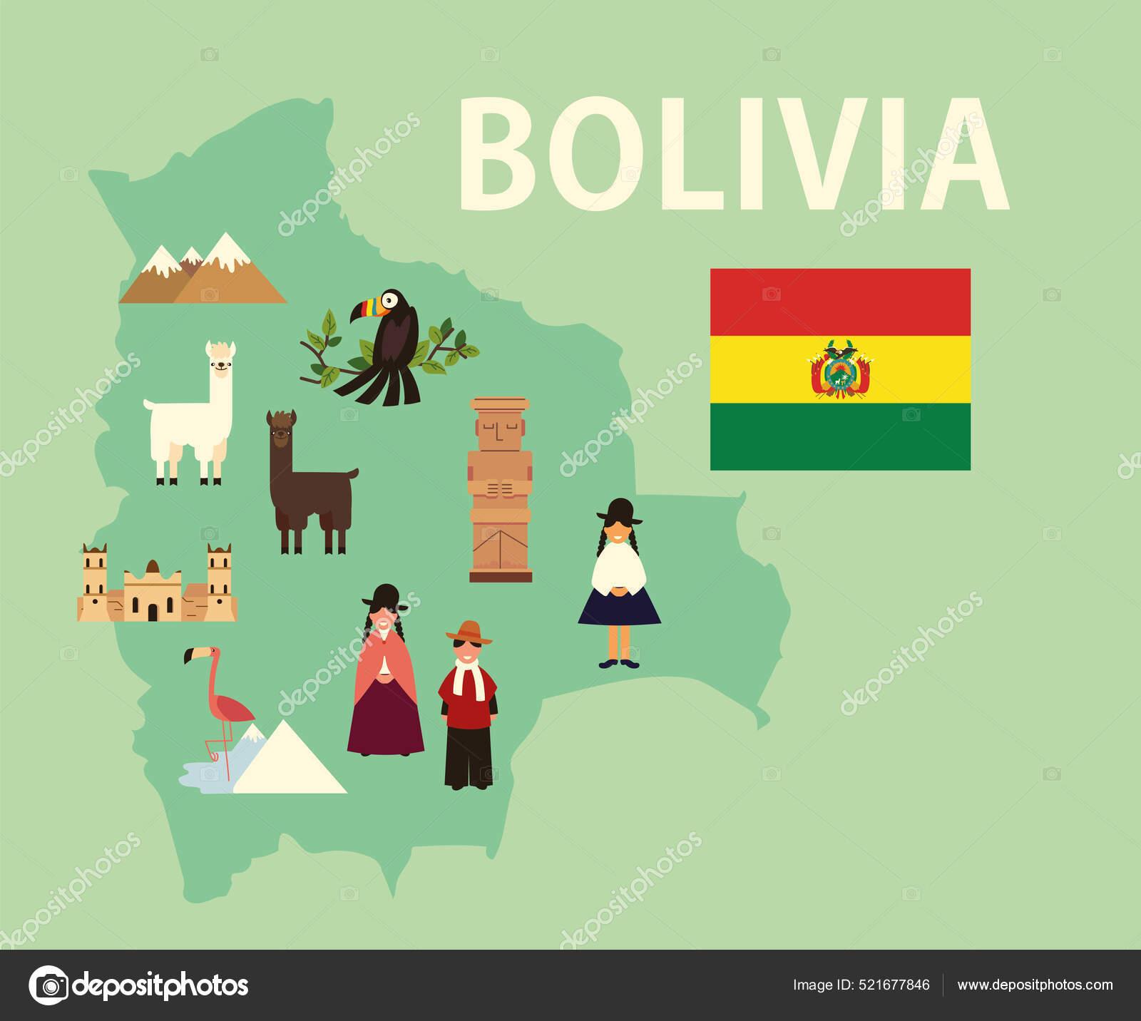Bolivia map and culture Stock Illustration by ©djv #521677846