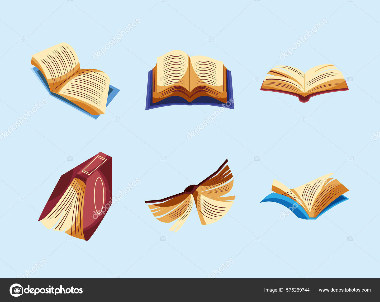 Icons Open Books Flat Design Stock Vector Image by ©djv #575269744