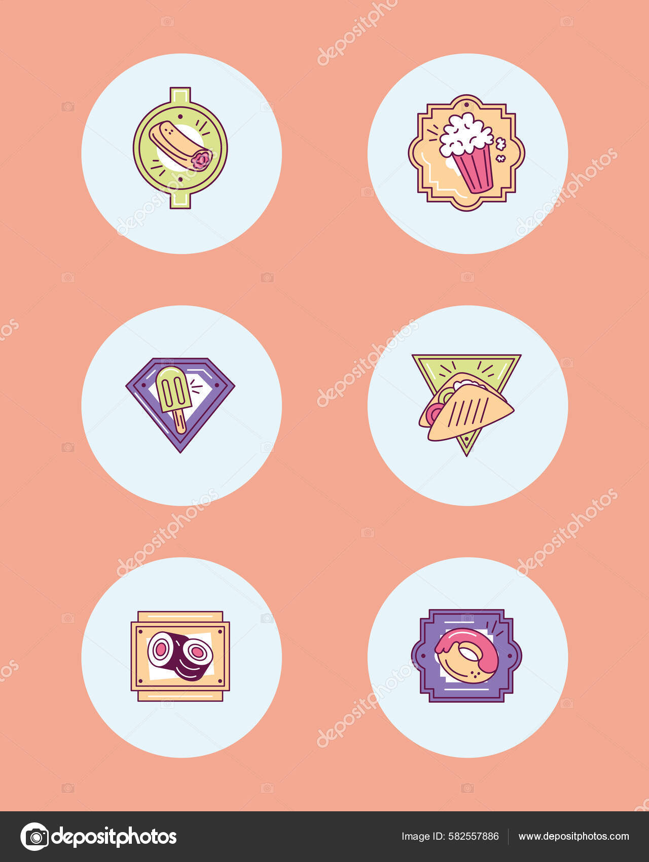 Cool Food Badges Icon Set Stock Vector Image by ©djv #582557886