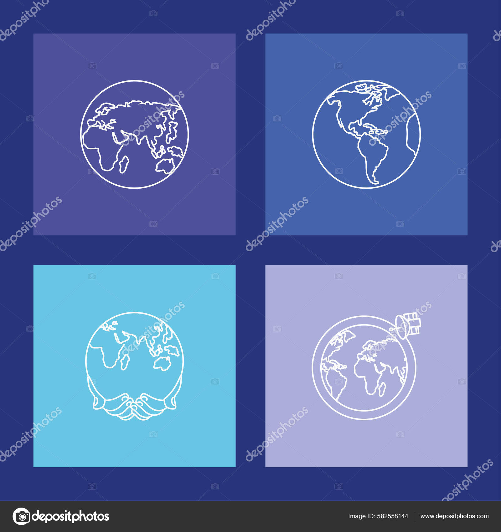 Icons World Map Linear Style Stock Vector Image by ©djv #582558144