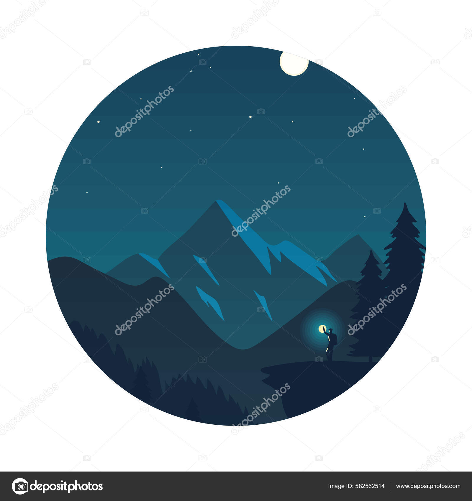Man Night Scene Design Stock Vector Image by ©djv #582562514