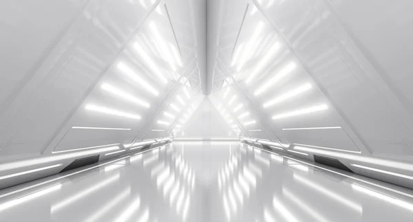 Abstract Triangle Spaceship Corridor Futuristic Tunnel Light Future Interior Background Stock ...