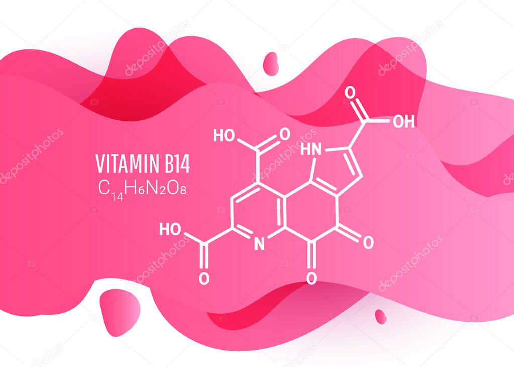 Vitamina B14 PQQ, metoxatina C14H6N2O8 fórmula de la molécula con ...