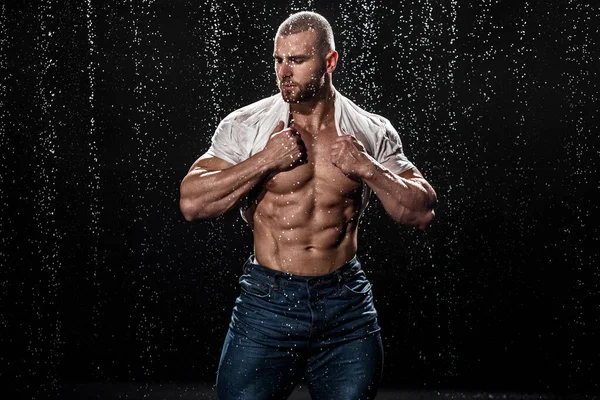 American Football Sportsman Player Muscular Man Strong Naked Male Abs ...