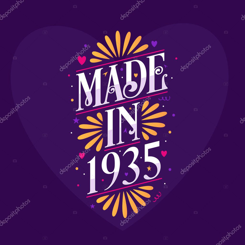 Hecho en 1935 Letras de caligraf a Celebraci n del cumplea os 2024