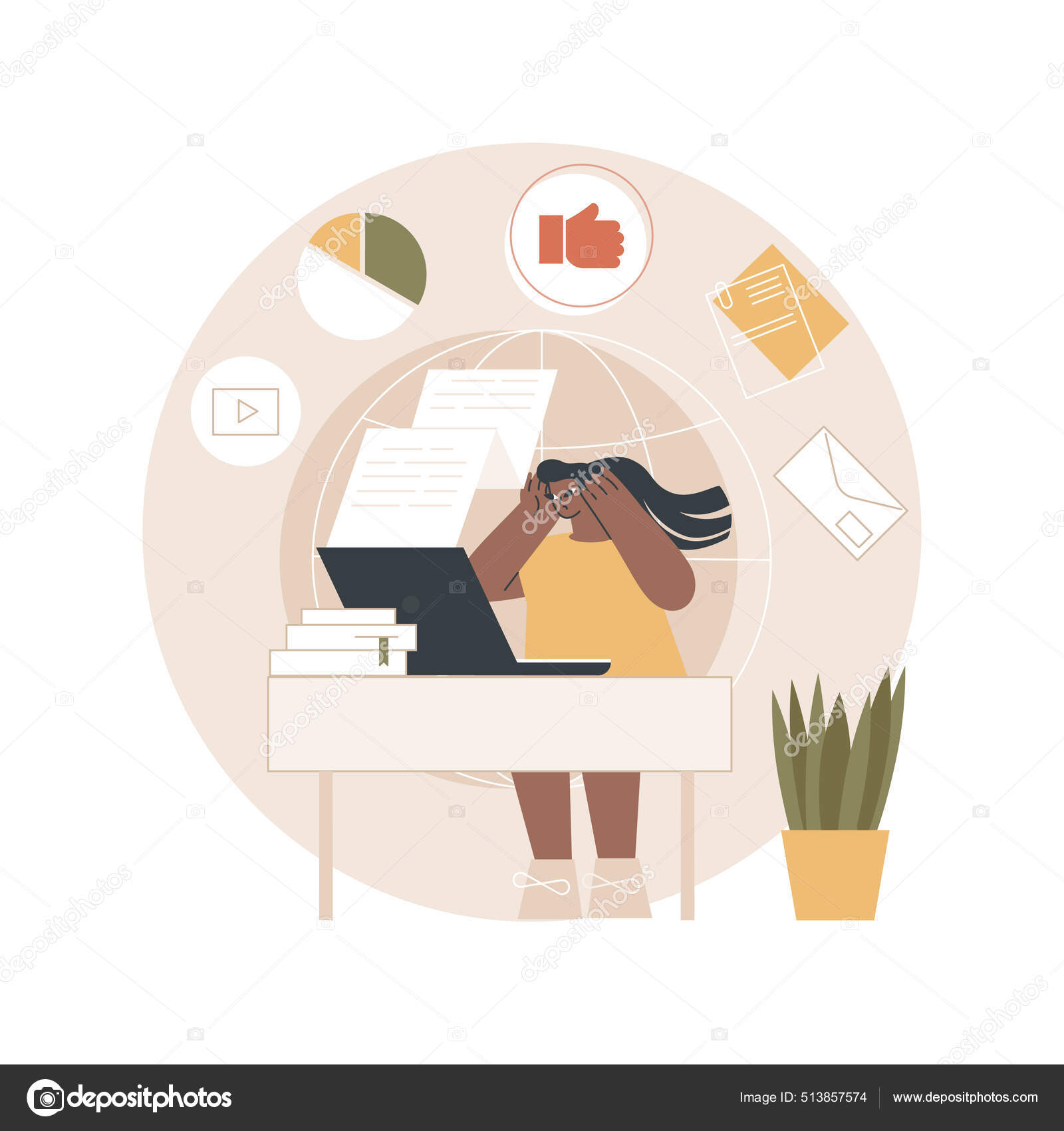 Digital overload abstract concept vector illustration. Stock Vector by ...