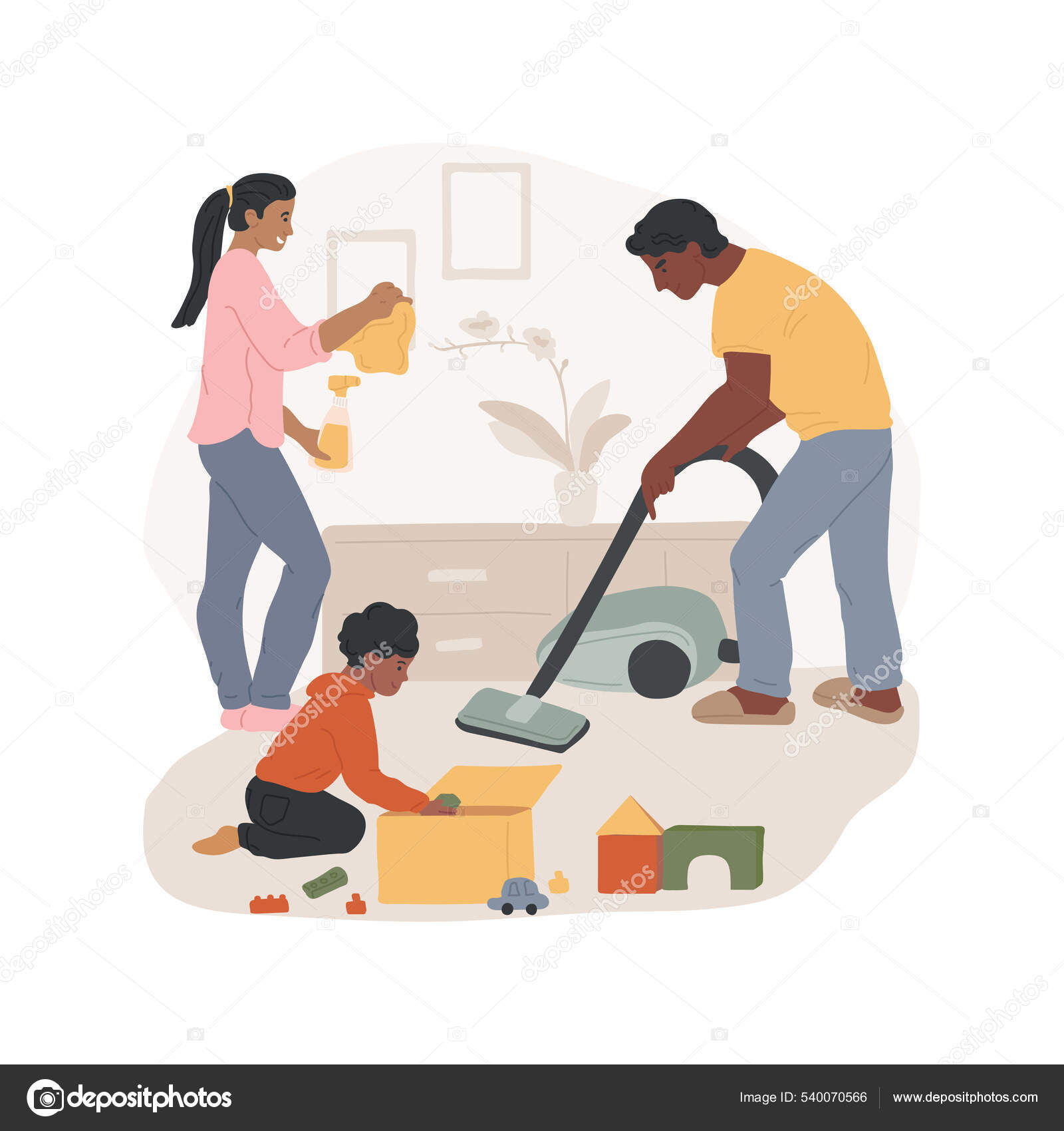 Tareas domésticas ilustraciones vectoriales de dibujos animados ...