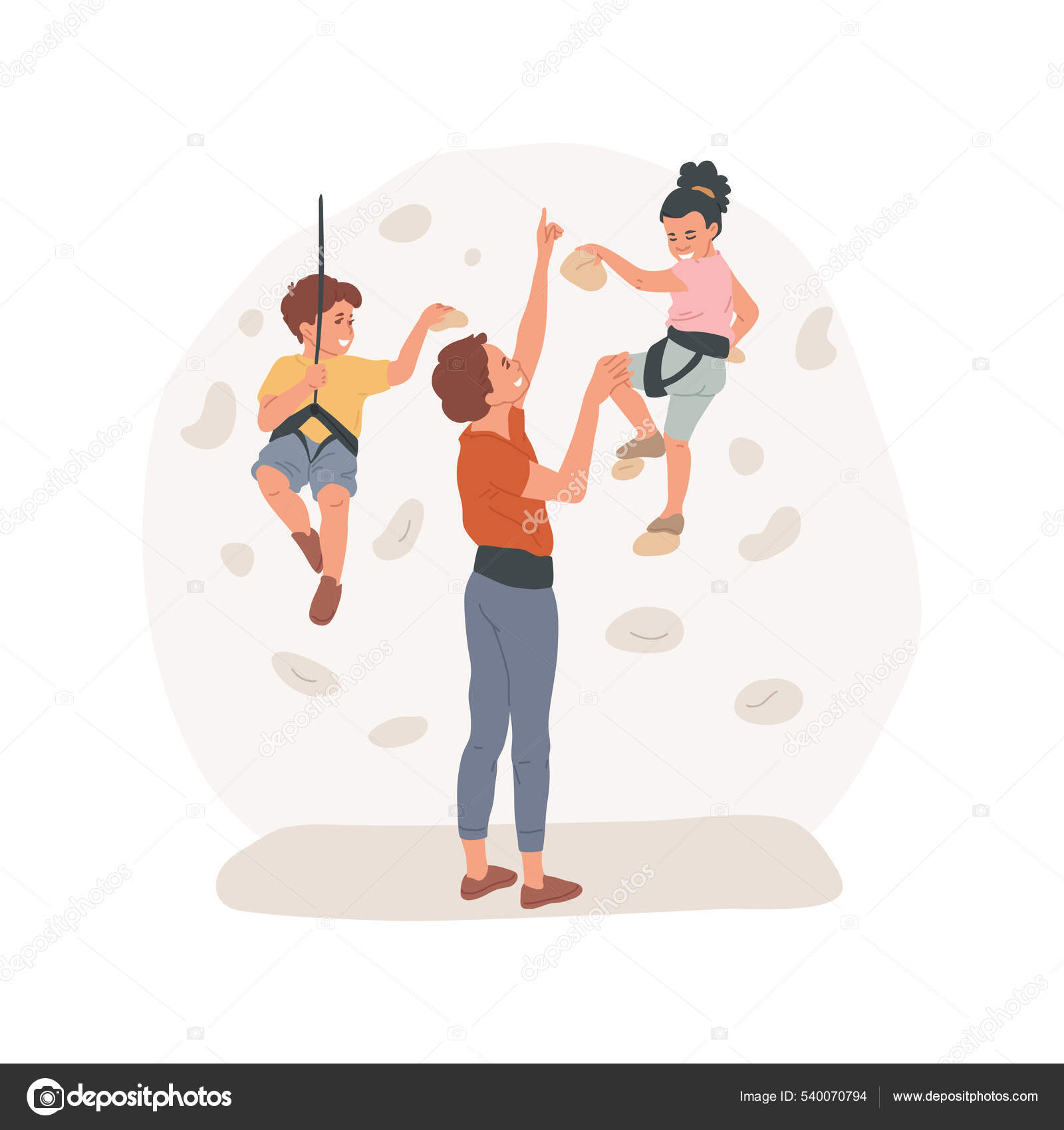 Rock climbing wall isolated cartoon vector illustrations. Stock Vector ...