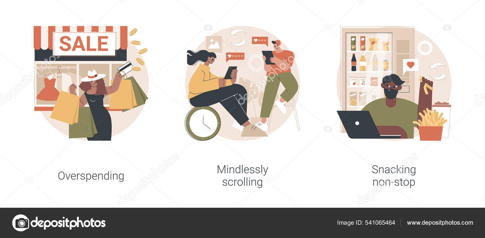Addictive habits abstract concept vector illustrations. Stock Vector ...