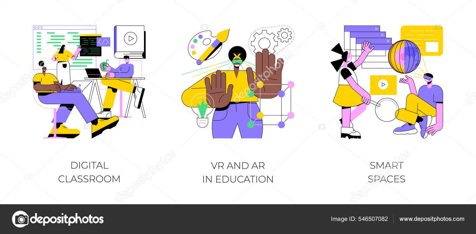 Interactive learning abstract concept vector illustrations. Stock ...