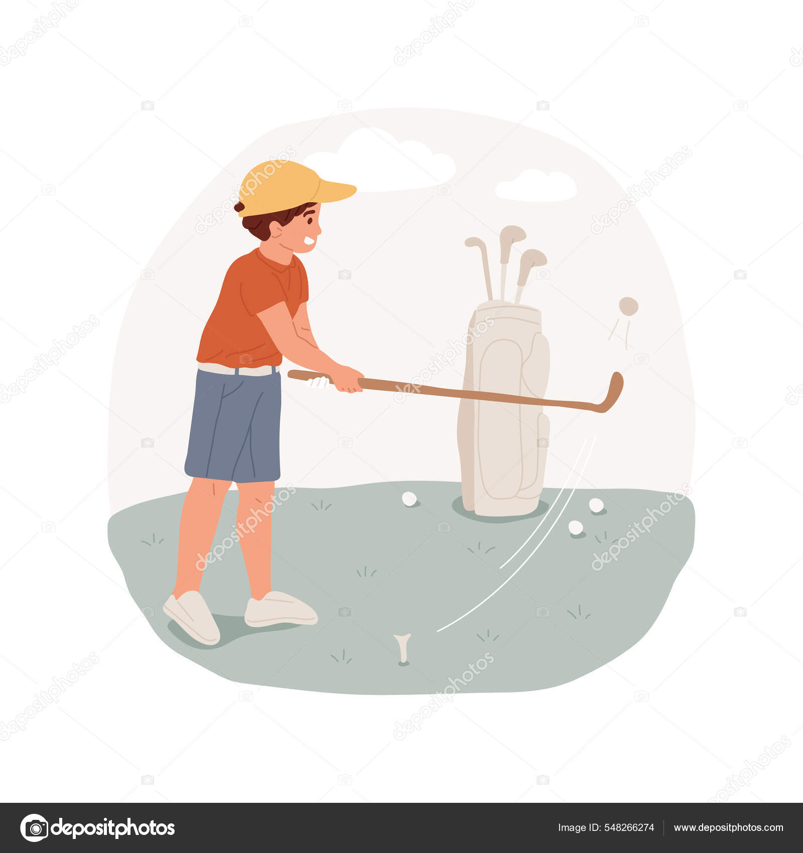 Junior Golf Isolated Cartoon Vector Illustration Child Uniform Makes ...