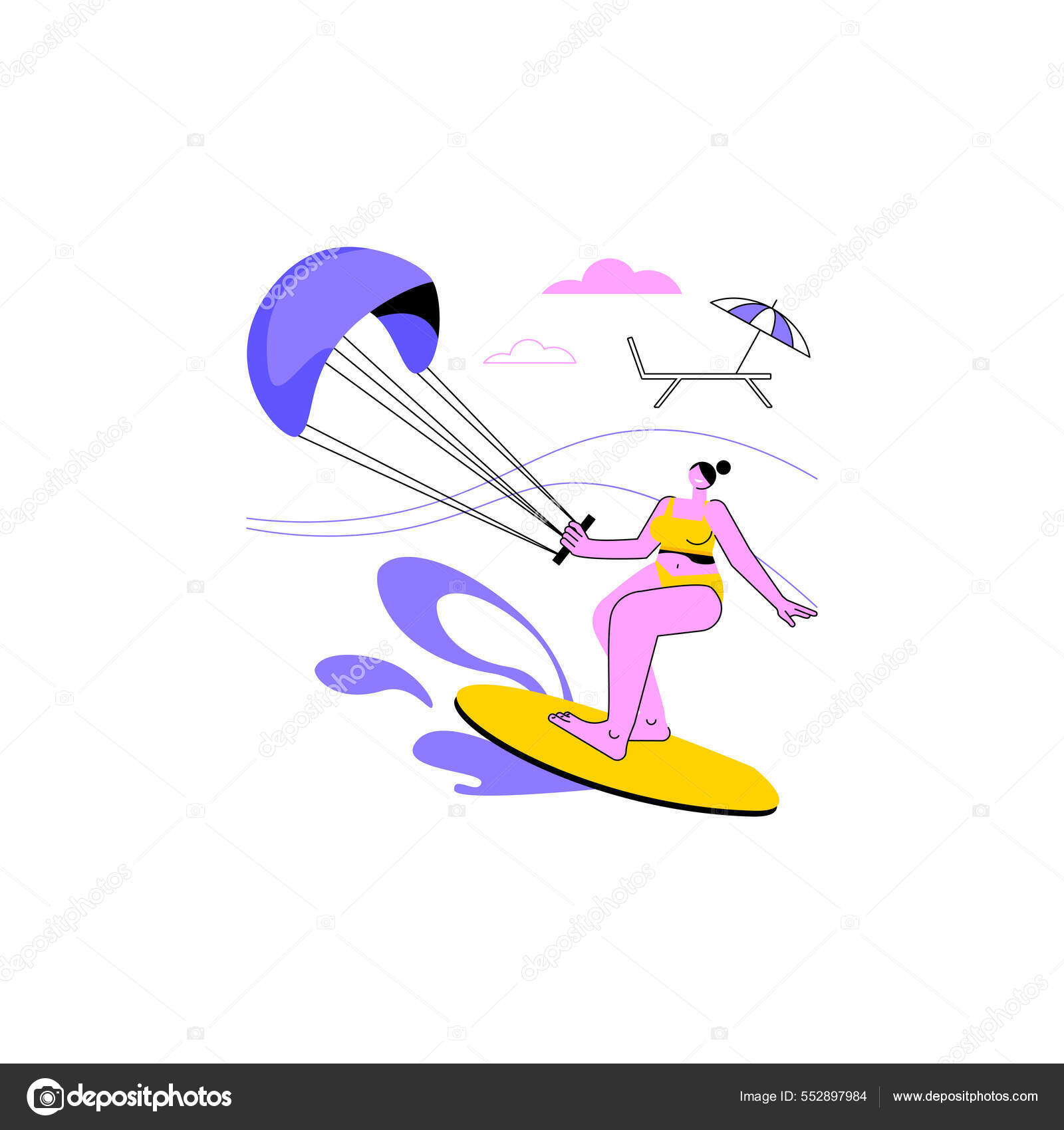 Kitesurfing abstract concept vector illustration. Stock Vector by ...