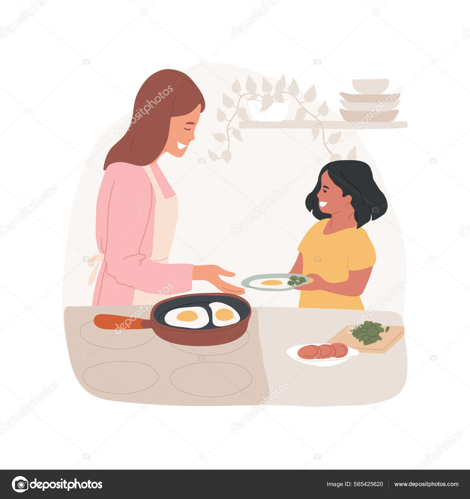 Preparing breakfast isolated cartoon vector illustration. Stock Vector ...