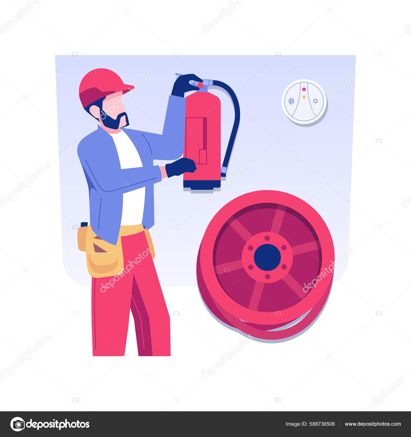 Fire Inspection Isolated Concept Vector Illustration Professional ...