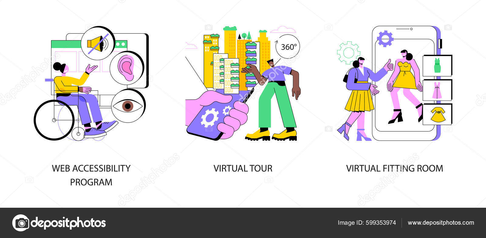 Online Inclusivity Abstract Concept Vector Illustration Set Web Accessibility Program Stock ...