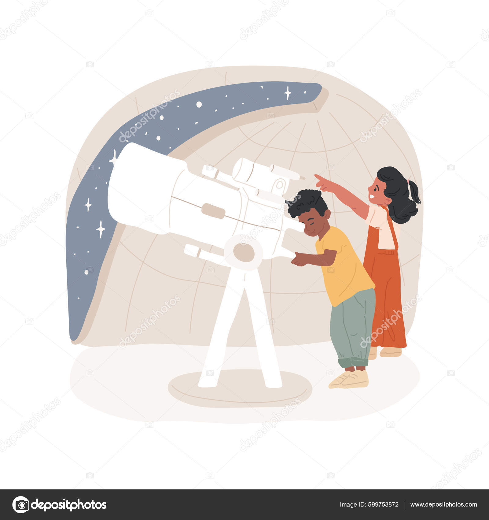 Telescope Isolated Cartoon Vector Illustration Children Looking Big ...