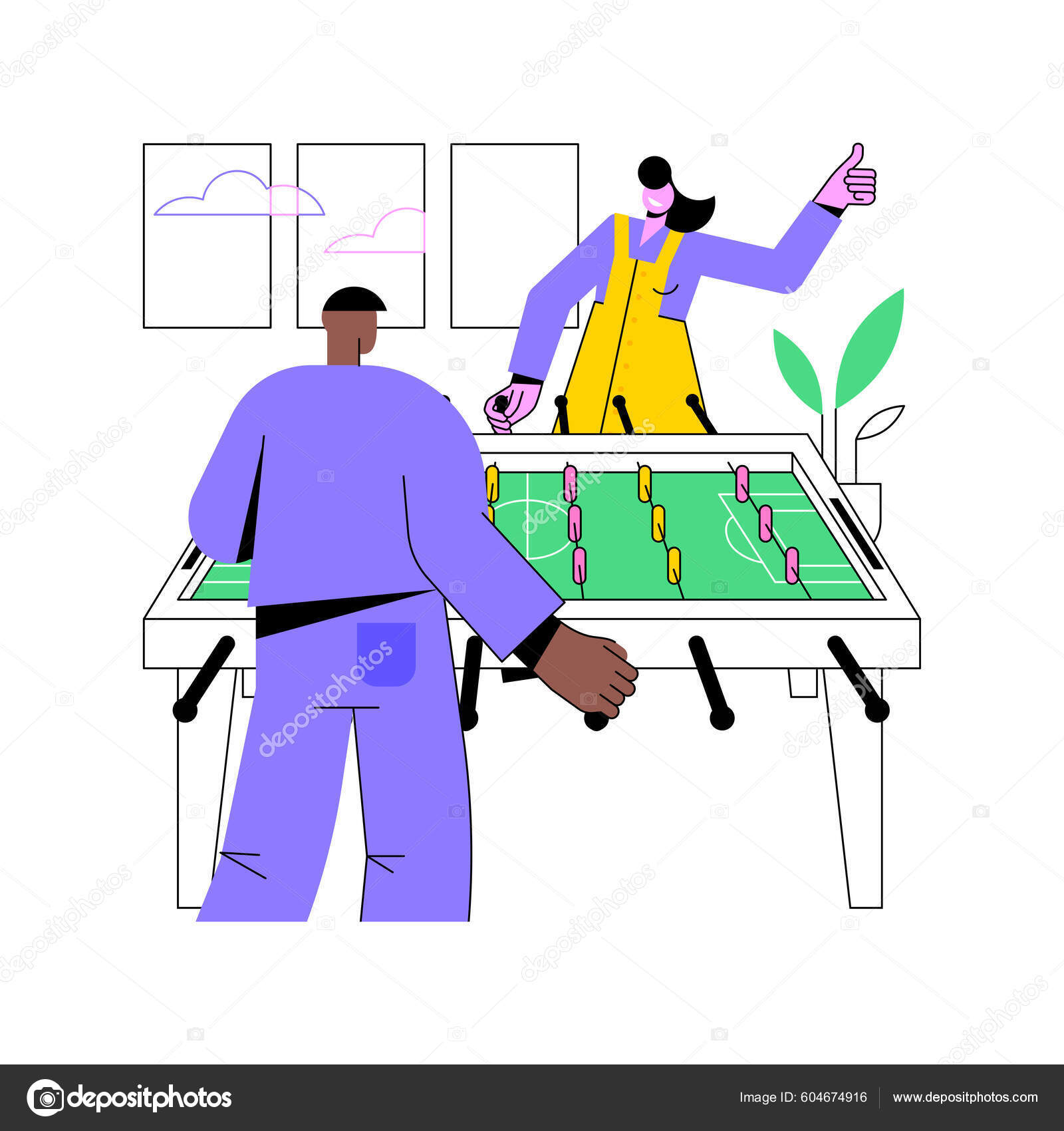 Table Soccer Fun Isolated Cartoon Vector Illustrations Group Diverse ...