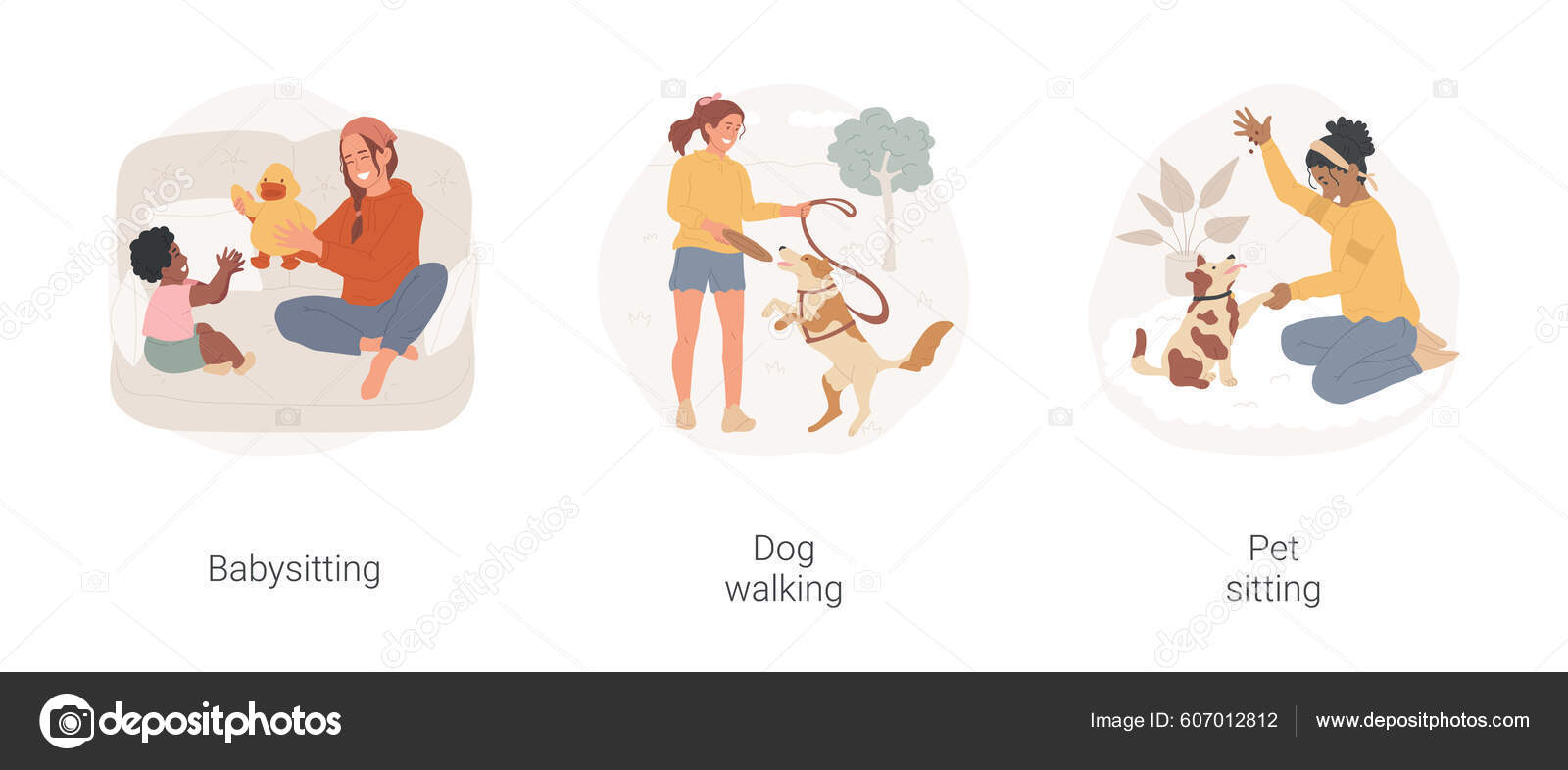 Summer Job Isolated Cartoon Vector Illustration Set Teenager First Job ...