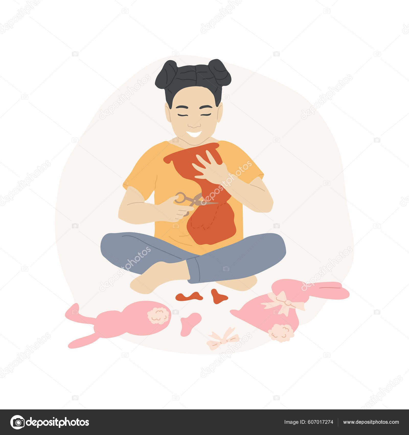 Easter Bunny Isolated Cartoon Vector Illustration Smiling Girl Making ...