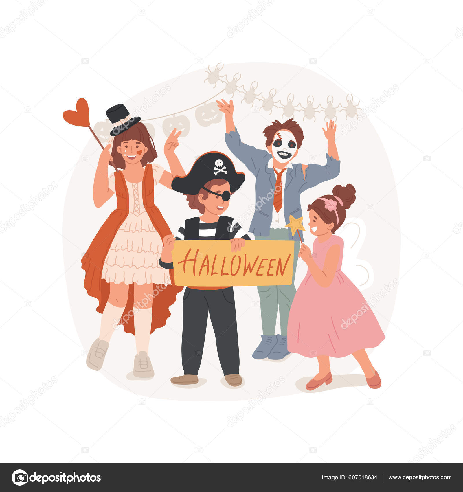 Costume Contest Isolated Cartoon Vector Illustration Group Smiling Kids ...