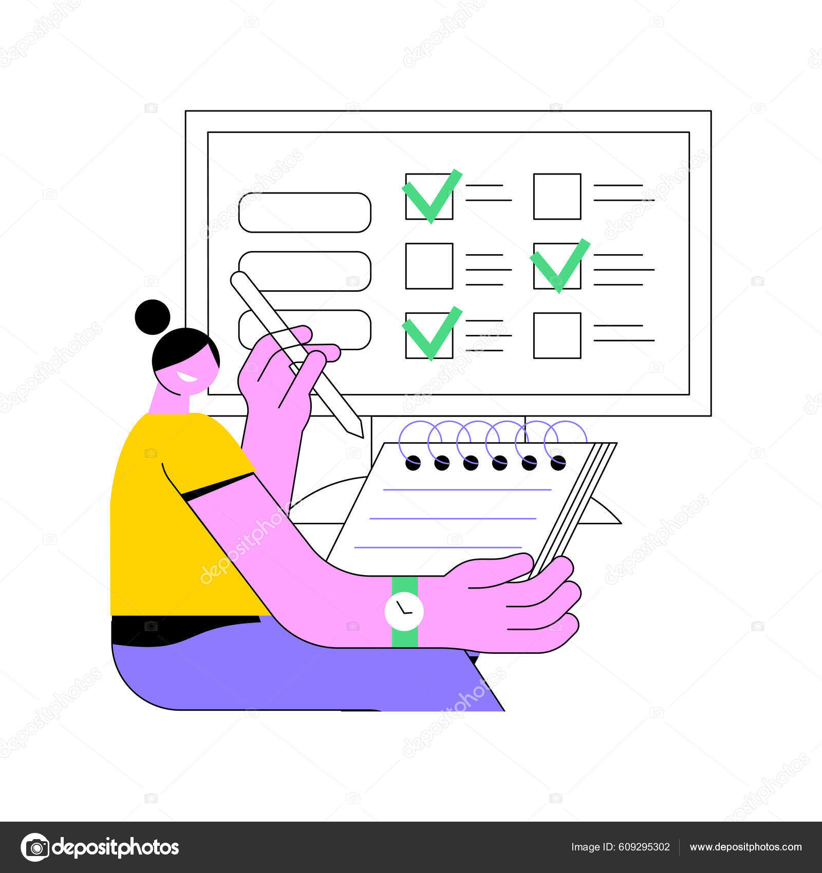 Online Test Isolated Cartoon Vector Illustrations Girl Thinking Passing ...