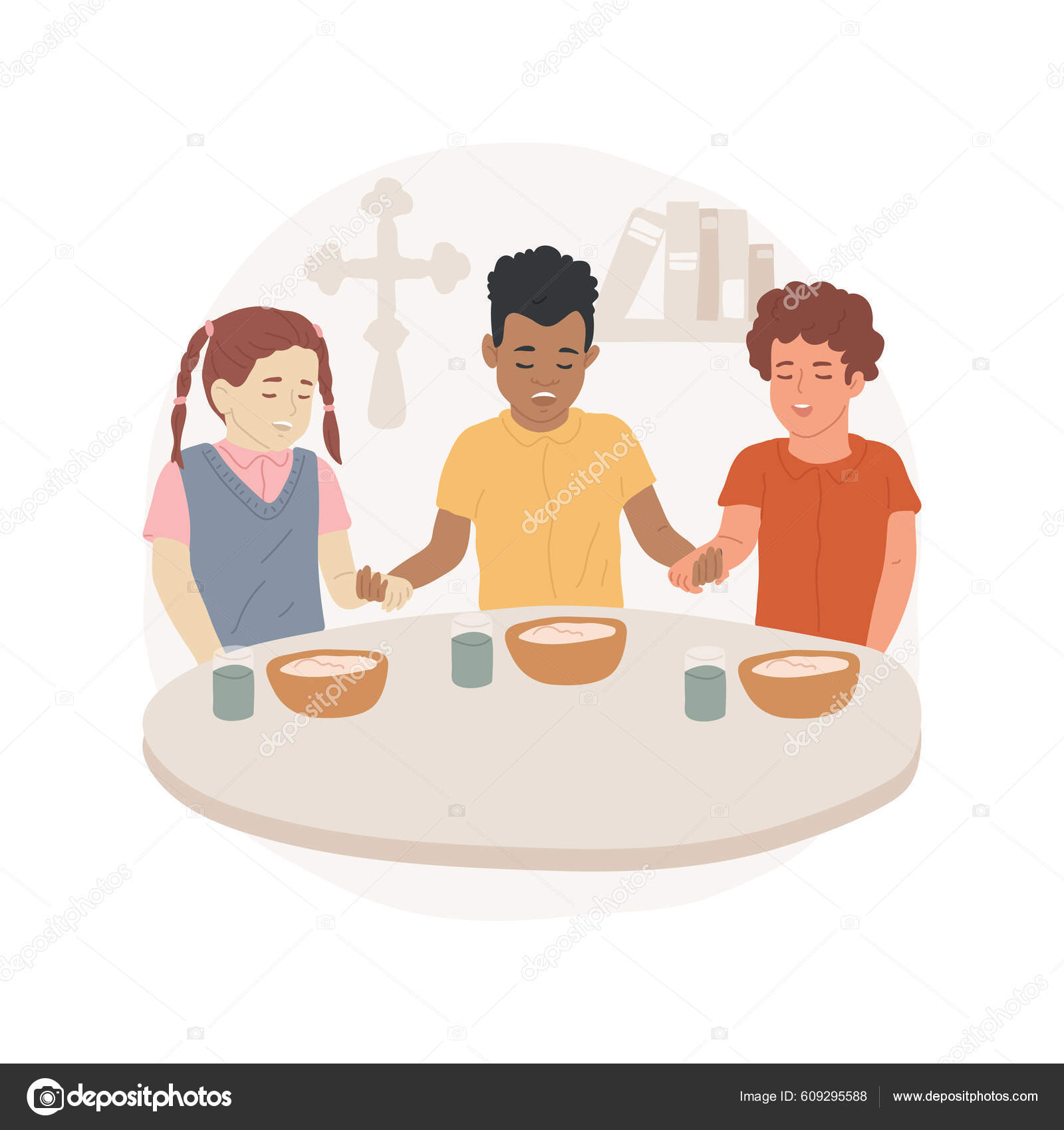 Teaching Pray Isolated Cartoon Vector Illustration Child Thanking God ...