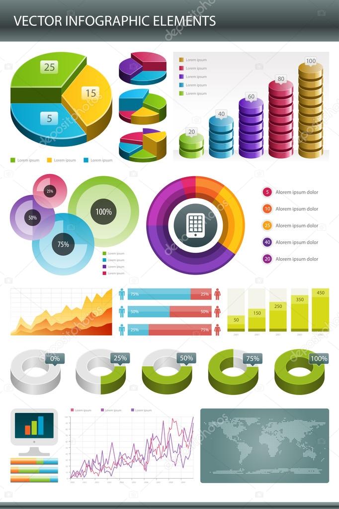 Infographics collection Information graphics vector Stock Vector by ...