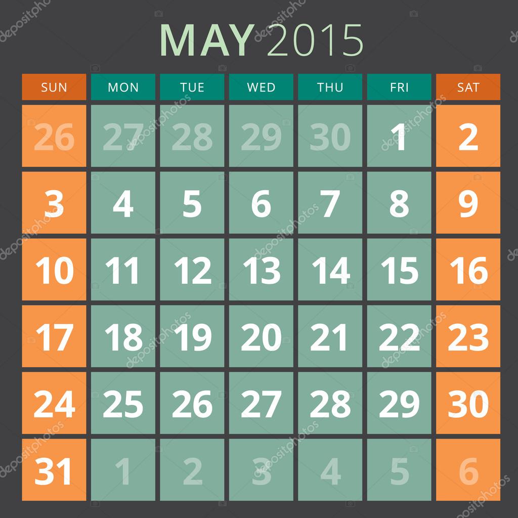 Calendar planner 2015 template week starts sunday Stock Vector by ...