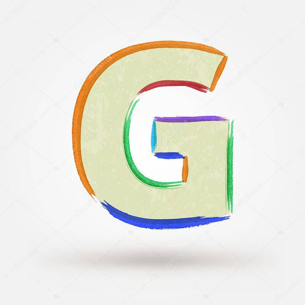 Alfabeto letra G. Tinta vetorial aquarela elemento de design Vetor de ...