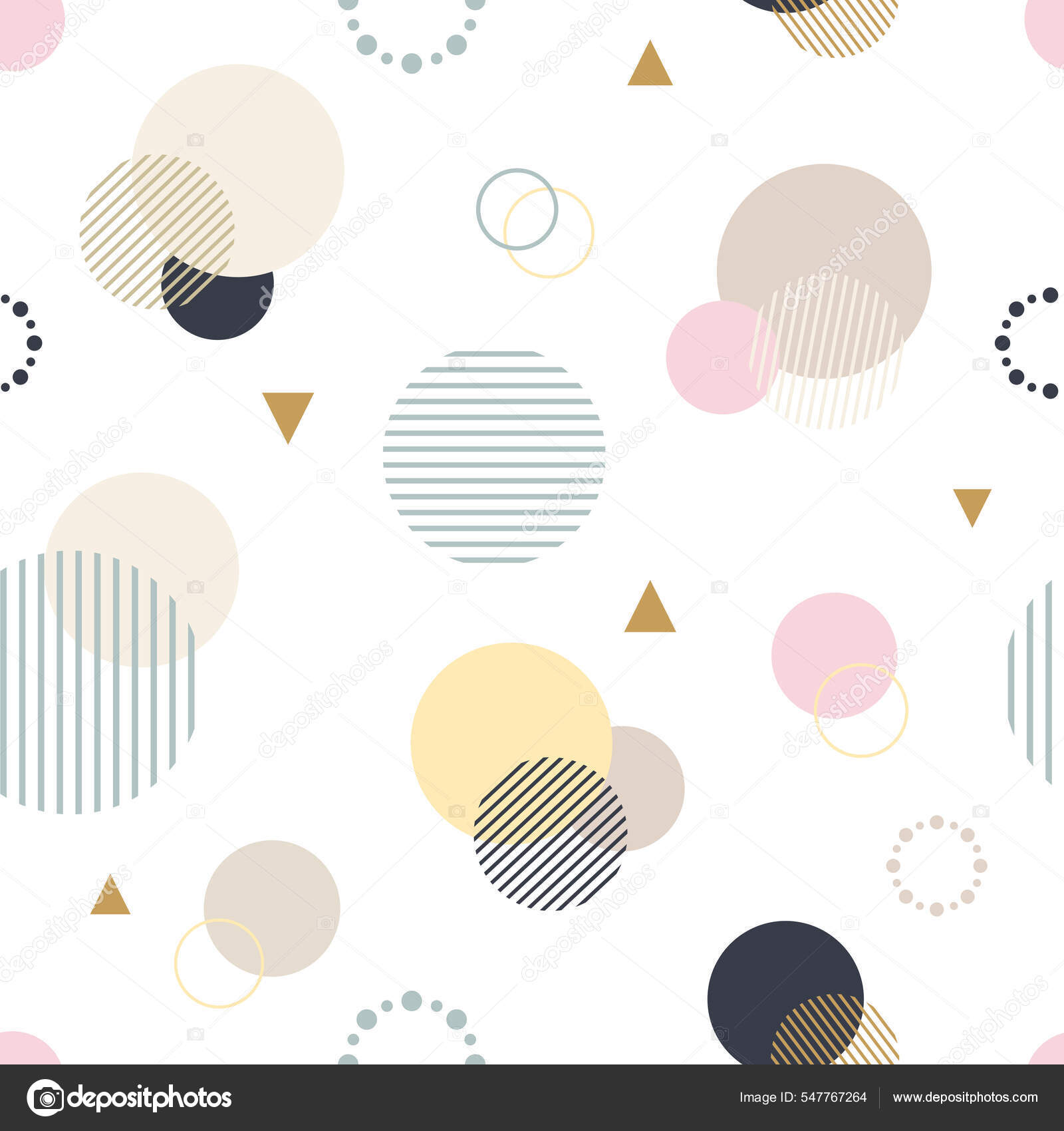 Striped Simple Shapes Different Colors Sizes Triangles White Background ...