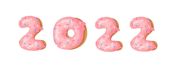 Happy New Year Greeting Card Numbers 2022 Cartoon Vector Illustration ...