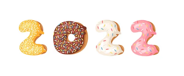 Happy New Year Greeting Card Numbers 2022 Cartoon Vector Illustration ...