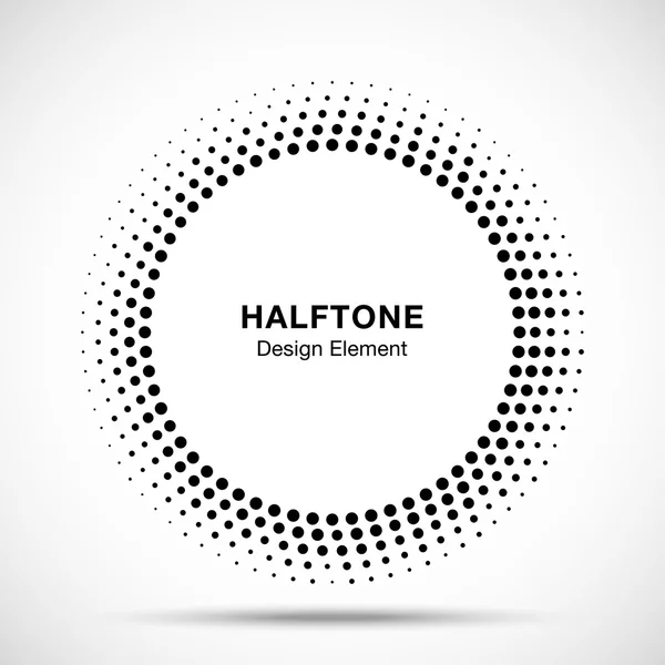 Halftone circle dotted frame circularly distributed. Vector dots logo emblem design element ...