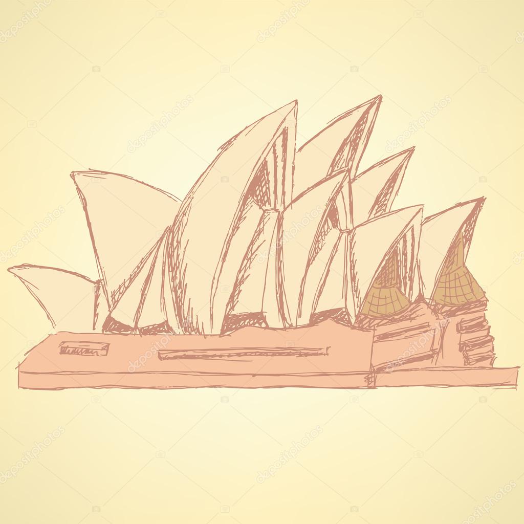 Sketch Sydney opera, vector background eps 10 Stock Illustration by ...