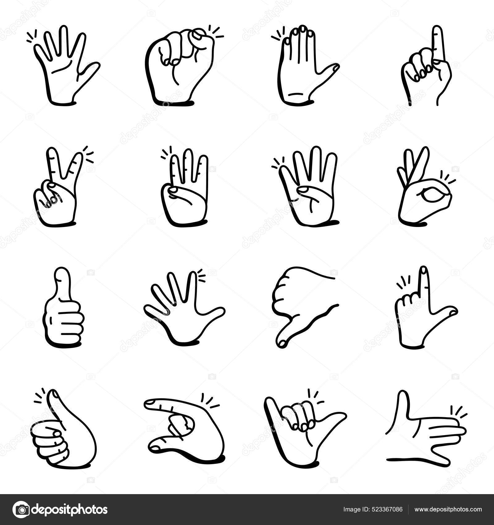 Ruční Gesta Nastavit Ikony Vektorové Ilustrace Design Stock Vector od ...