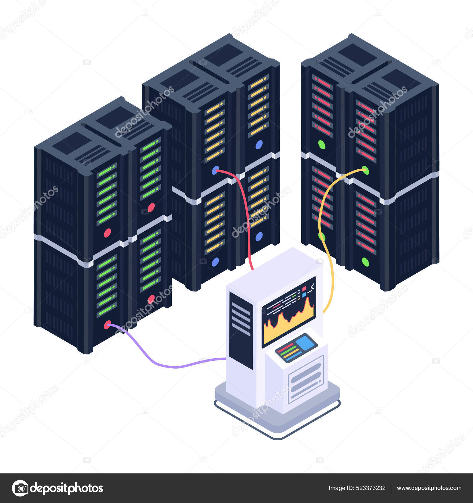 Sala Servidores Con Servidores Diseño Gráfico Ilustración Vectorial ...